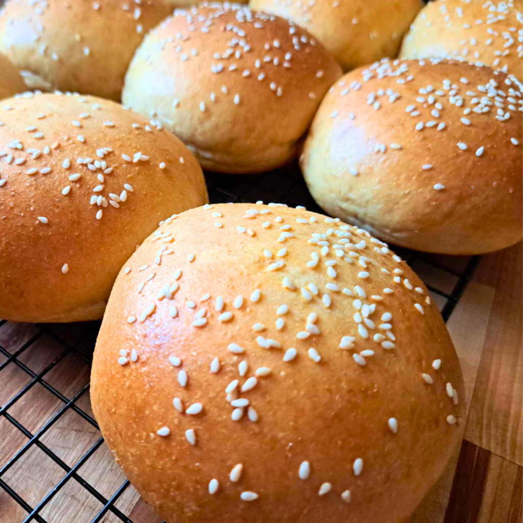 Brioche Hamburger Buns Made with Fresh Milled Flour (Soft & Fluffy ...